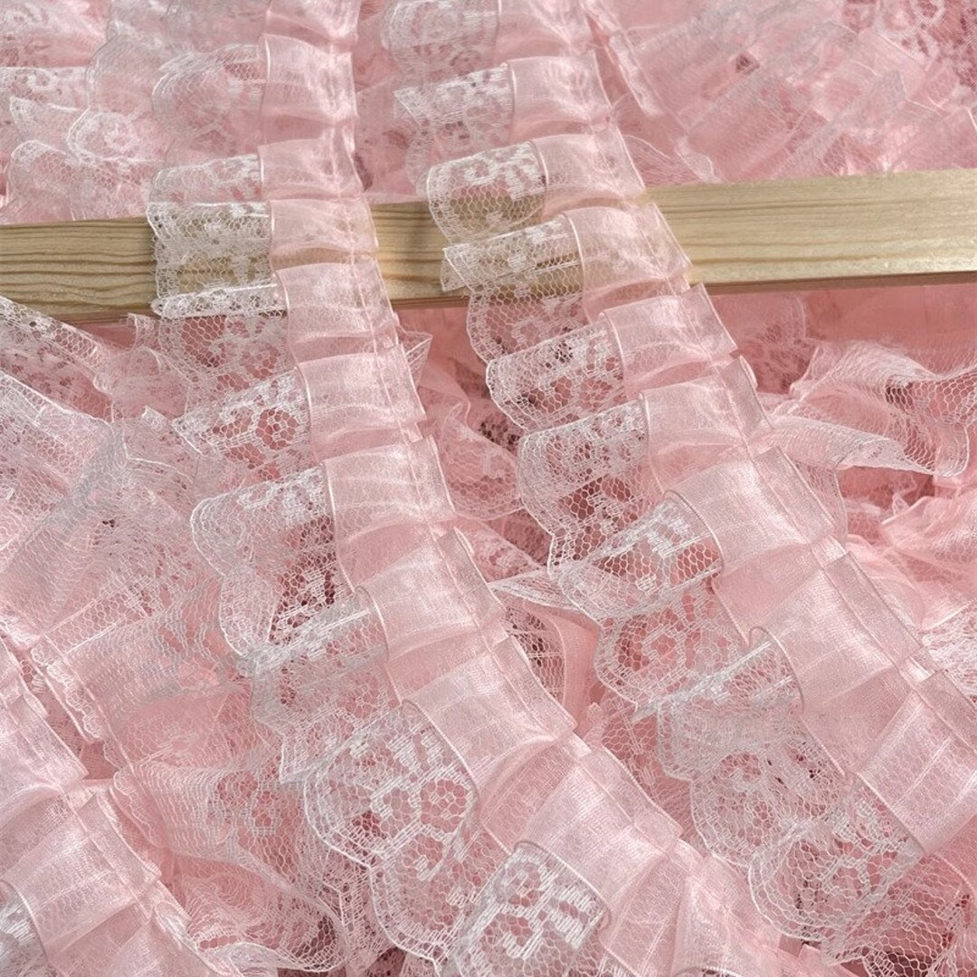 5 Meters 5cm 1.96" Wide Pink Mesh Tulle Ruffle Pleat Fold Diy Child ...