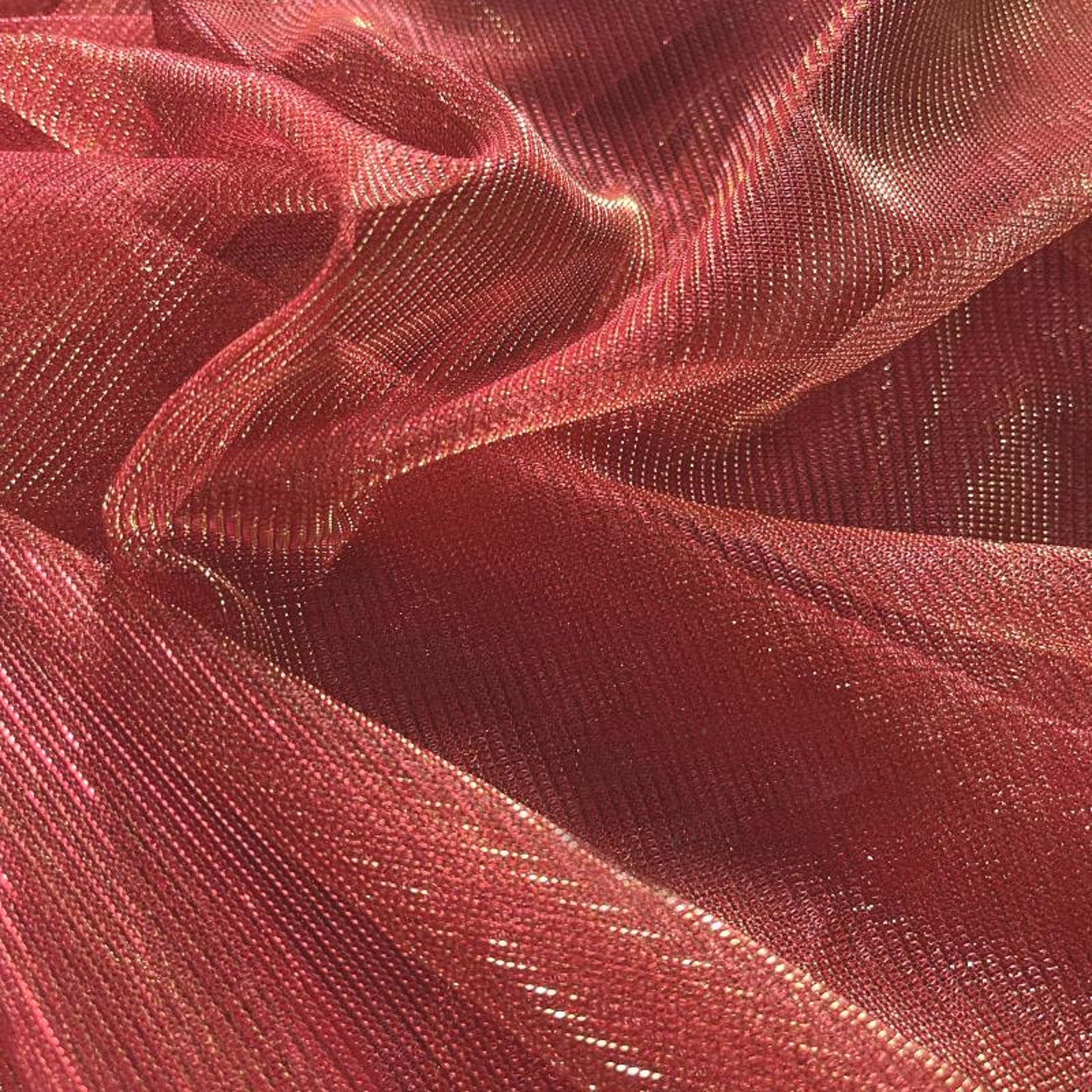 Sparkling Red Gradient Texture Laser Mesh Gauze Fabric Handmade Dance ...