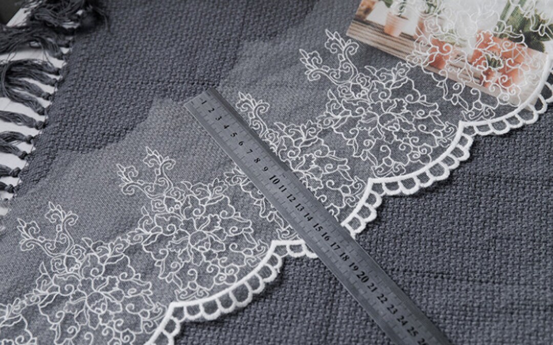 5 Meter 17cm 6.69 Wide Ivory Mesh Fabric Embroidery Lingerie Craft ...