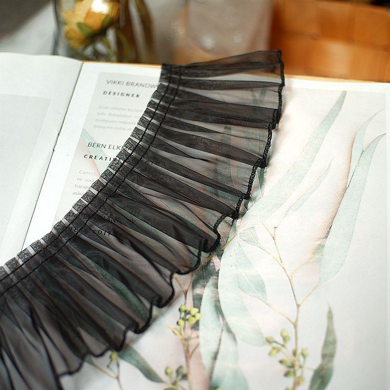 5 Meters 7.5cm 2.95" Wide Black/ivory Ruffled Pleated Organza Tulle ...