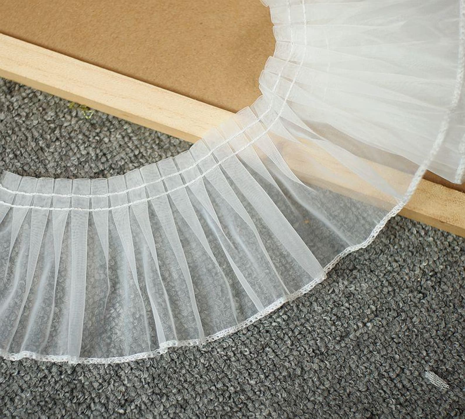 5 Meters 7.5cm 2.95" Wide Black/ivory Ruffled Pleated Organza Tulle ...