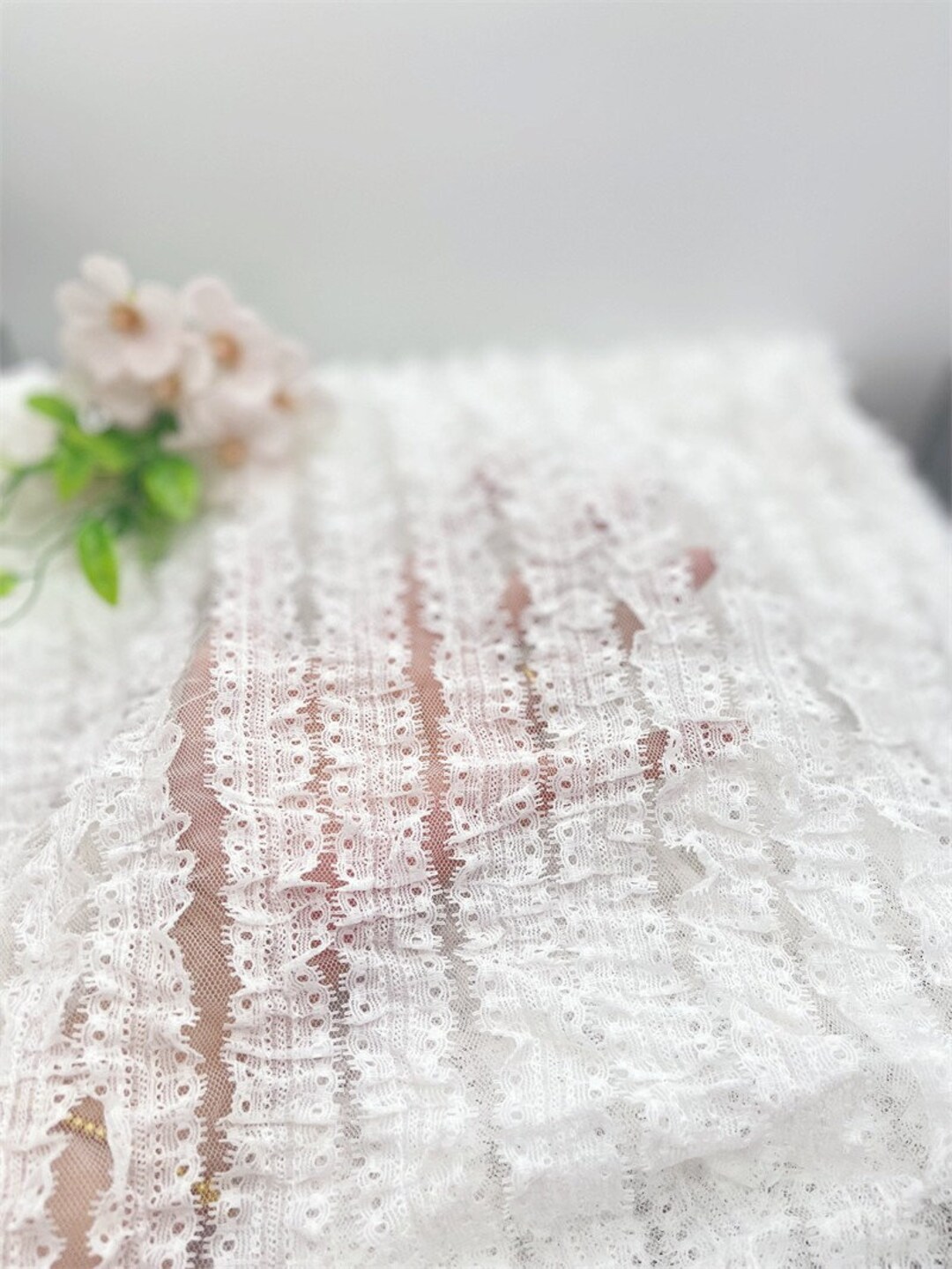 2x1.5 Meters Wide White Ruffled Pleated Lingerie Fabric Clothing ...