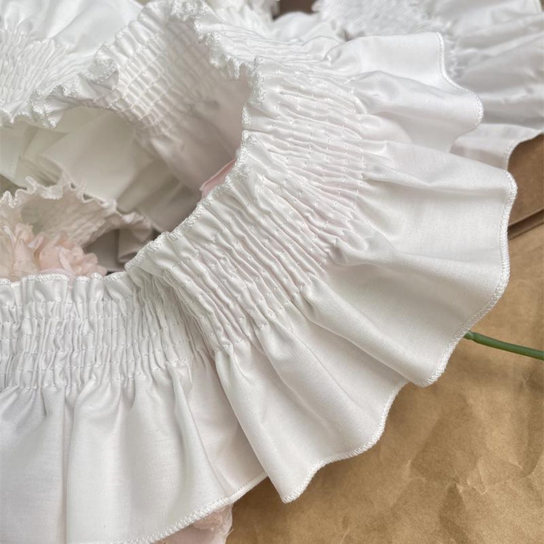 Ivory Cotton Elastic Pleat Lotus Lace Trim: 2 Meters/lot 9cm 3.54" Wide ...