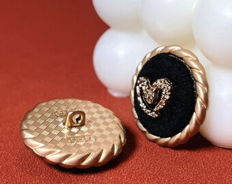 Black Heart Buttons - Etsy