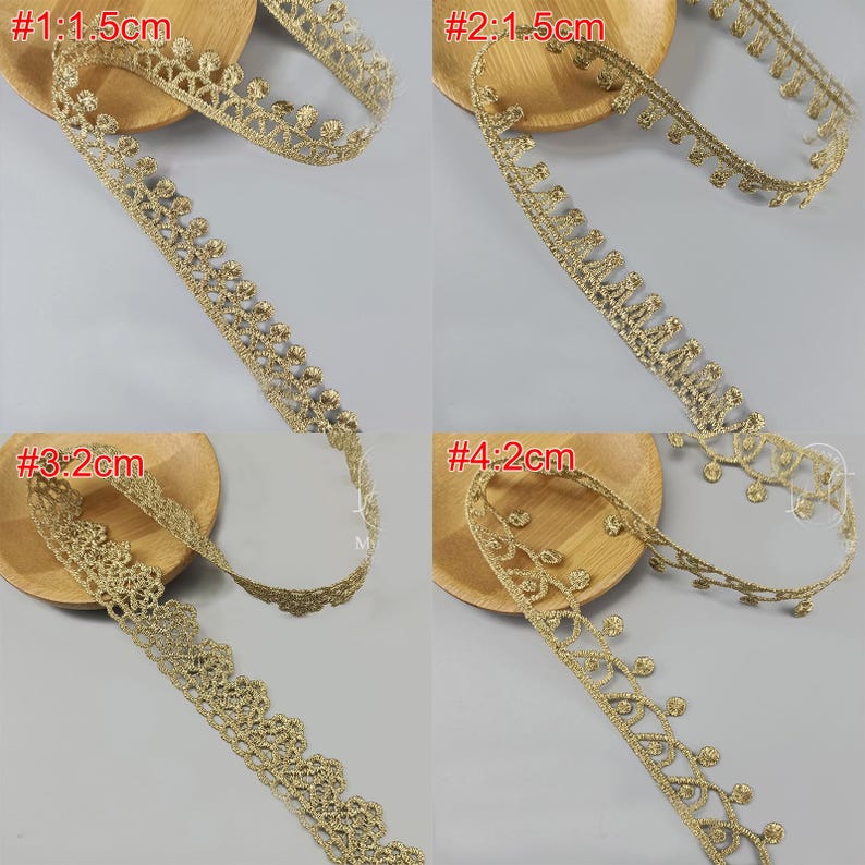 2-5 Yards 1.5-11.5cm Wide Gold Hollow Floral Leaf Scalloped Craft ...
