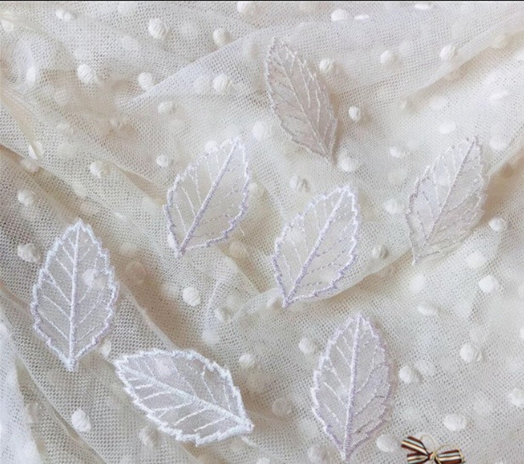 20pcs 2.8x5cm Wide White Gauze Tulle Leaf Mesh Embroidery DIY Material ...