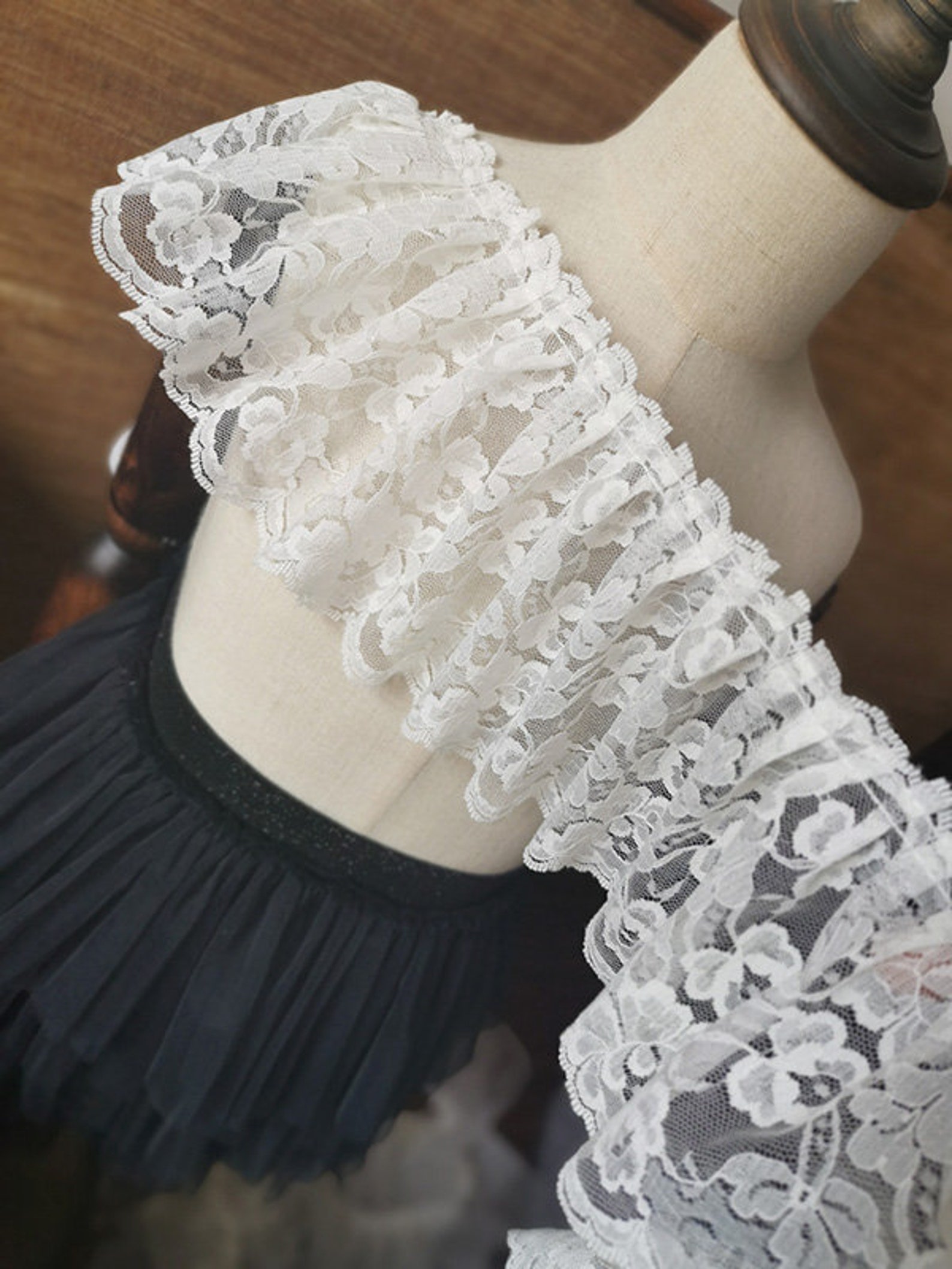 5 meters 13cm 5.11 wide ivory ruffled mesh fabric | Etsy