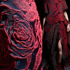 1.35 Meter Wide Dark Red Double Sided Jacquard Texture Thick Fabric ...