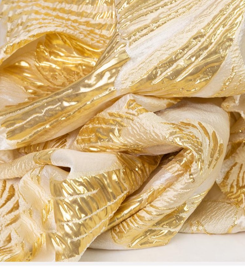 1.32 Meters Wide Thin Gold Wire Jacquard Fabric Relief Texture Gilded ...