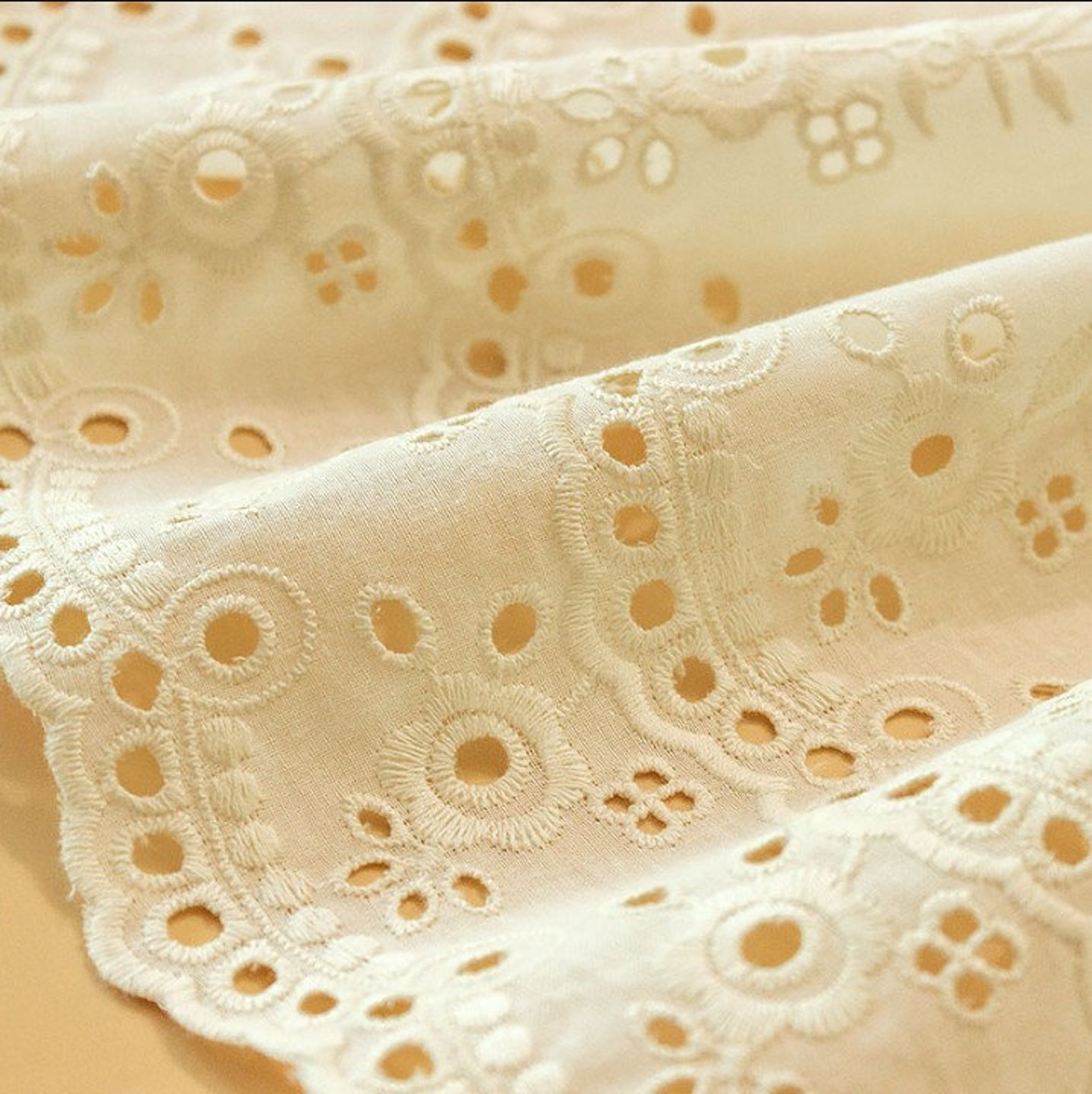 5 Yard 21cm 8.26 Wide Beige Cotton Fabric Embroidery - Etsy