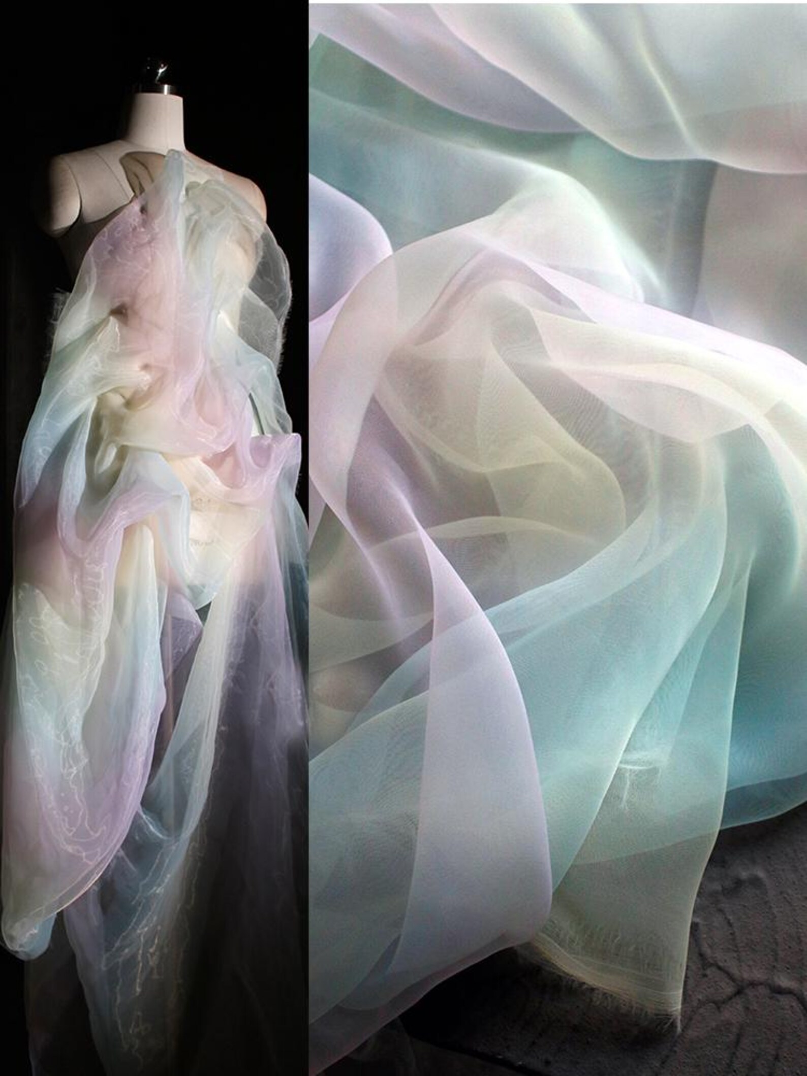 Rainbow Yarn Gradient Perspective Mesh Gauze Tulle Fabric Children ...