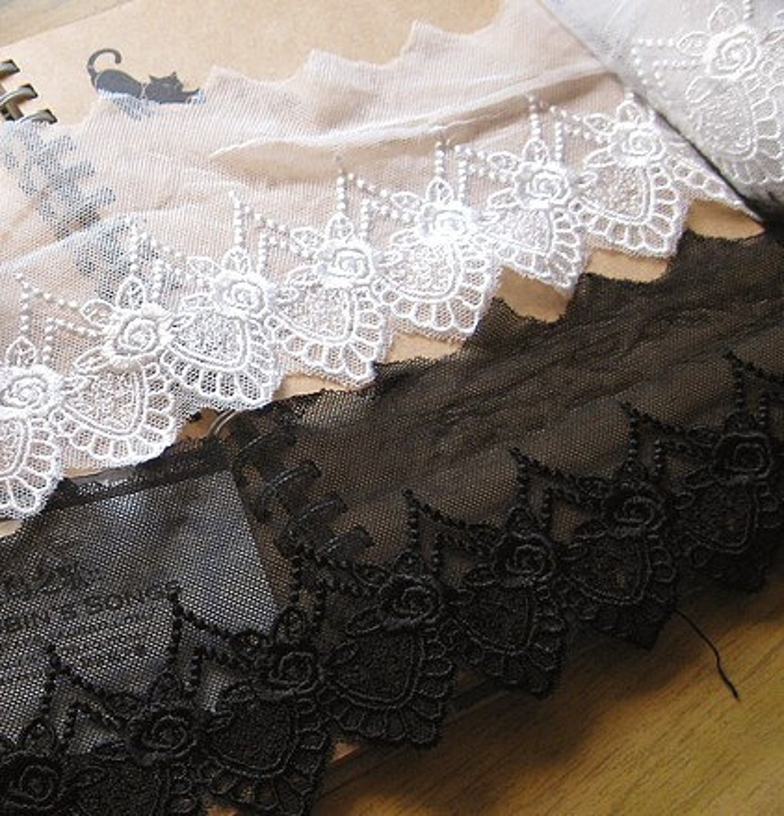 10 Yards 5cm 1.96 Wide Black/ivory Cotton Mesh Fabric - Etsy