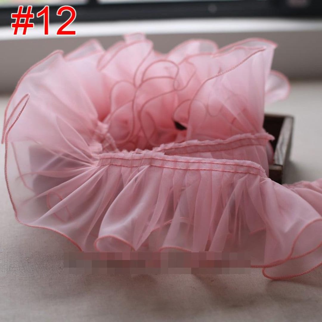 5 Meters 10cm 3.93" Wide 17 Color Organza Tulle Ruffled Pleated Fluffy ...