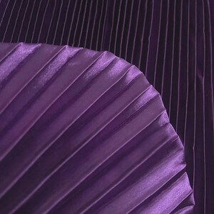 Glossy Dark Purple Pleat Ruffle Satin Fabric Stage Costume Performance ...