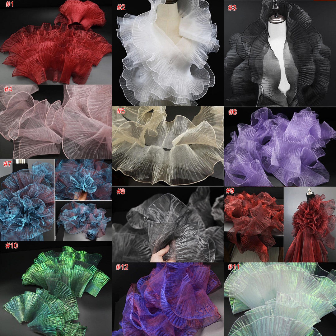 5 Meters 14-15cm Wide Wavy Scallop Ruffle Pleat Wrinkle Tulle Gauze ...