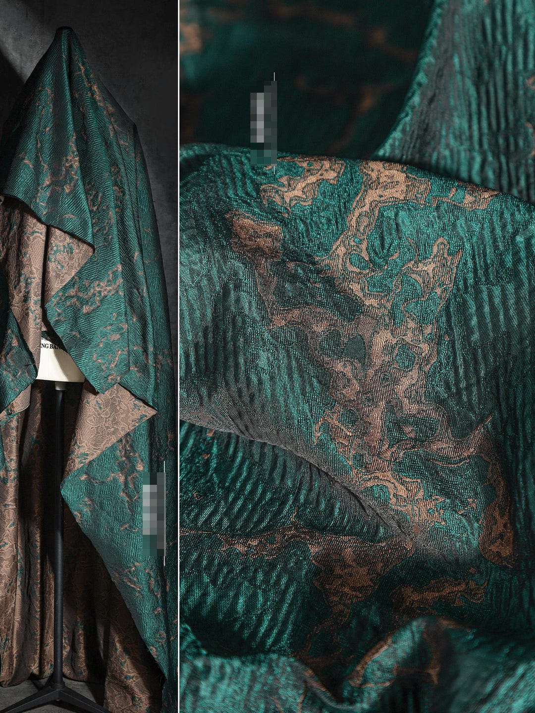 1.45 Meters Wide Green Jacquard Texture Fabric Evening Party Dress ...