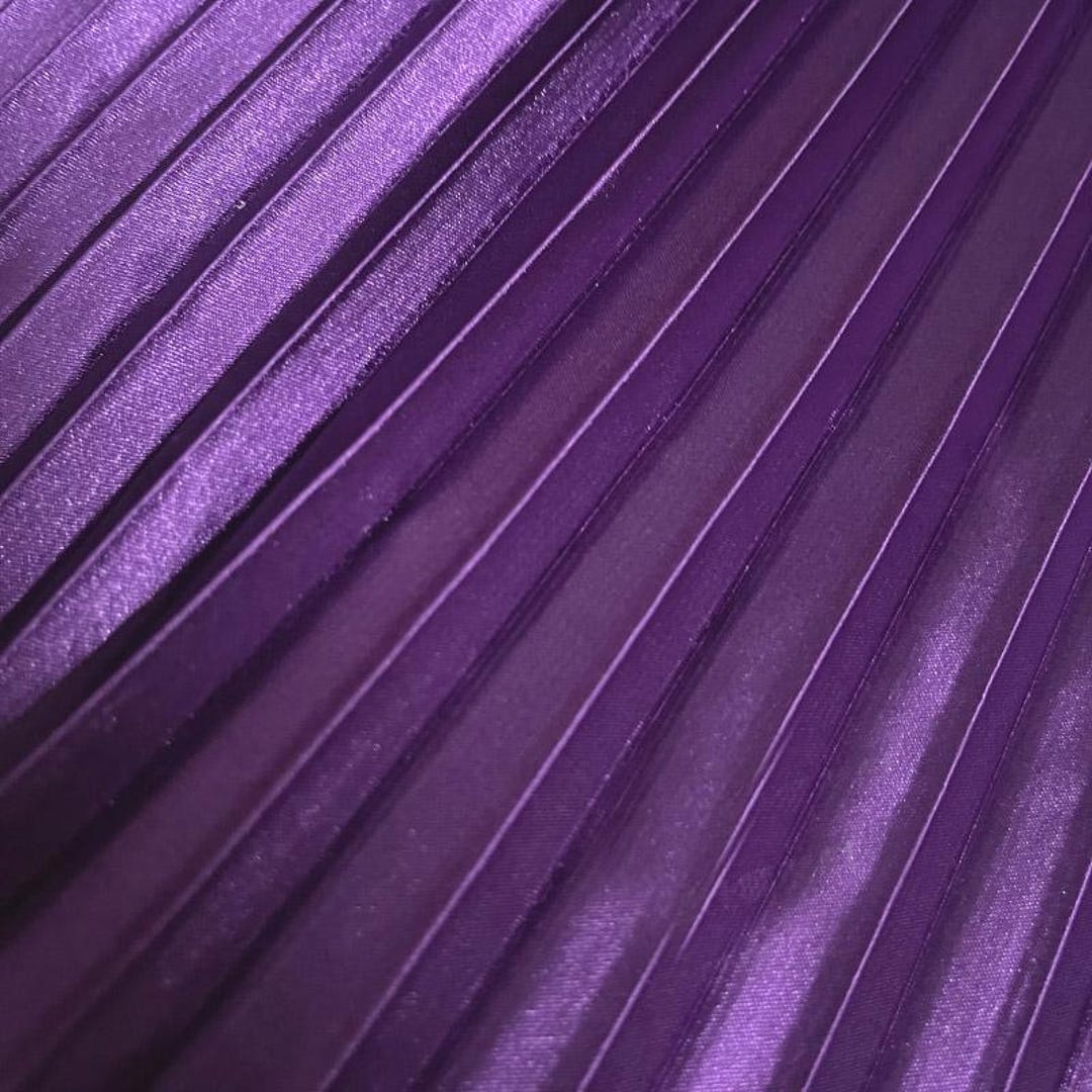 Glossy Dark Purple Pleat Ruffle Satin Fabric Stage Costume Performance ...