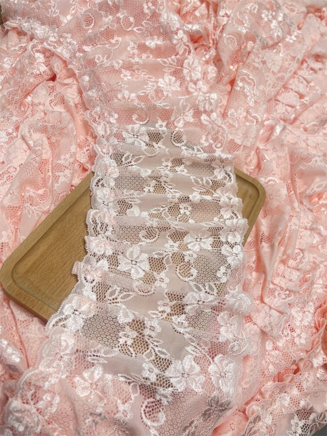 17cm 6.69" Wide Pink Mesh Gauze Ruffle Pleat Fabric Curtain Extended ...