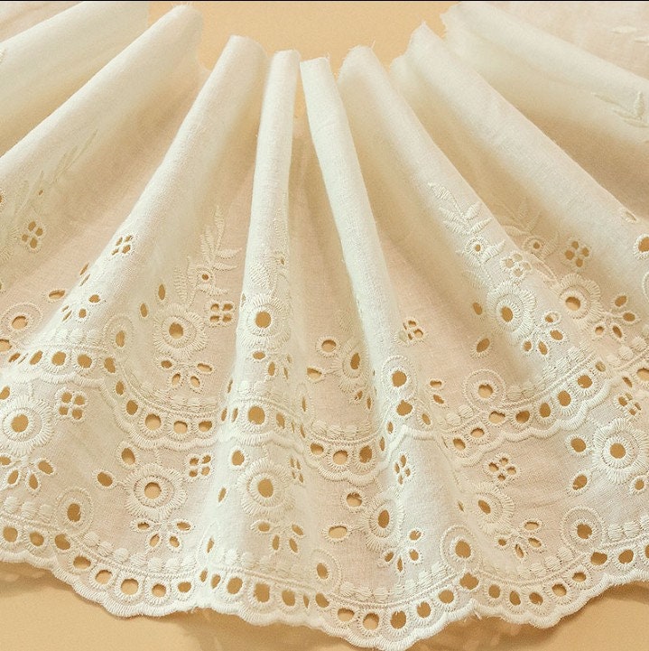 5 Yard 21cm 8.26 Wide Beige Cotton Fabric Embroidery - Etsy