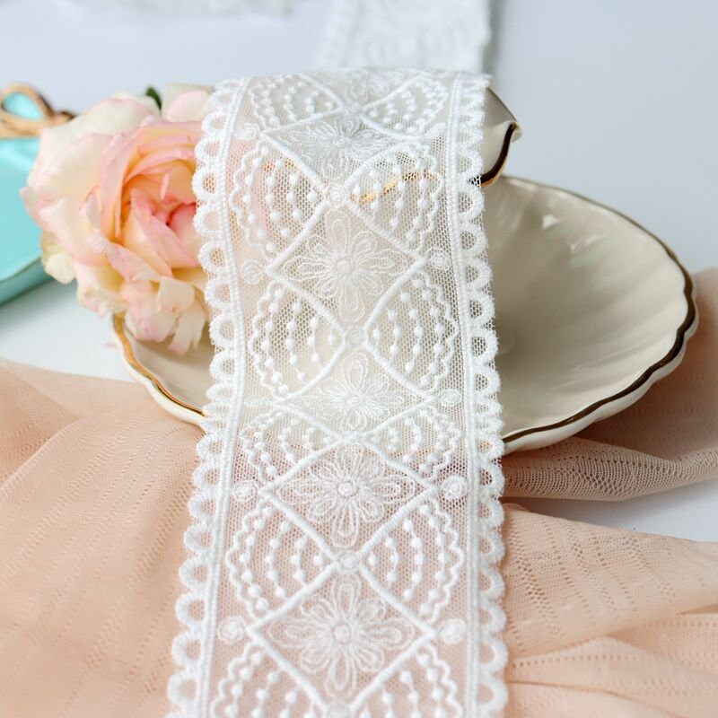 5 Meter 5-6.3cm Wide Ivory Cotton Mesh Gauze Fabric Embroidery | Etsy