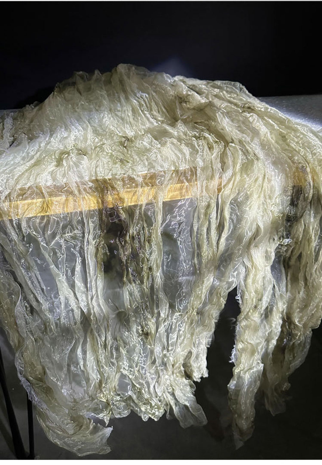 Moss Green Tie Dyed Yarn Irregular Folds Pleats Fabric Evening Lady ...