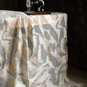 Gold Yarn Irregular Jacquard Texture Perspective Fabric Wedding Lady ...