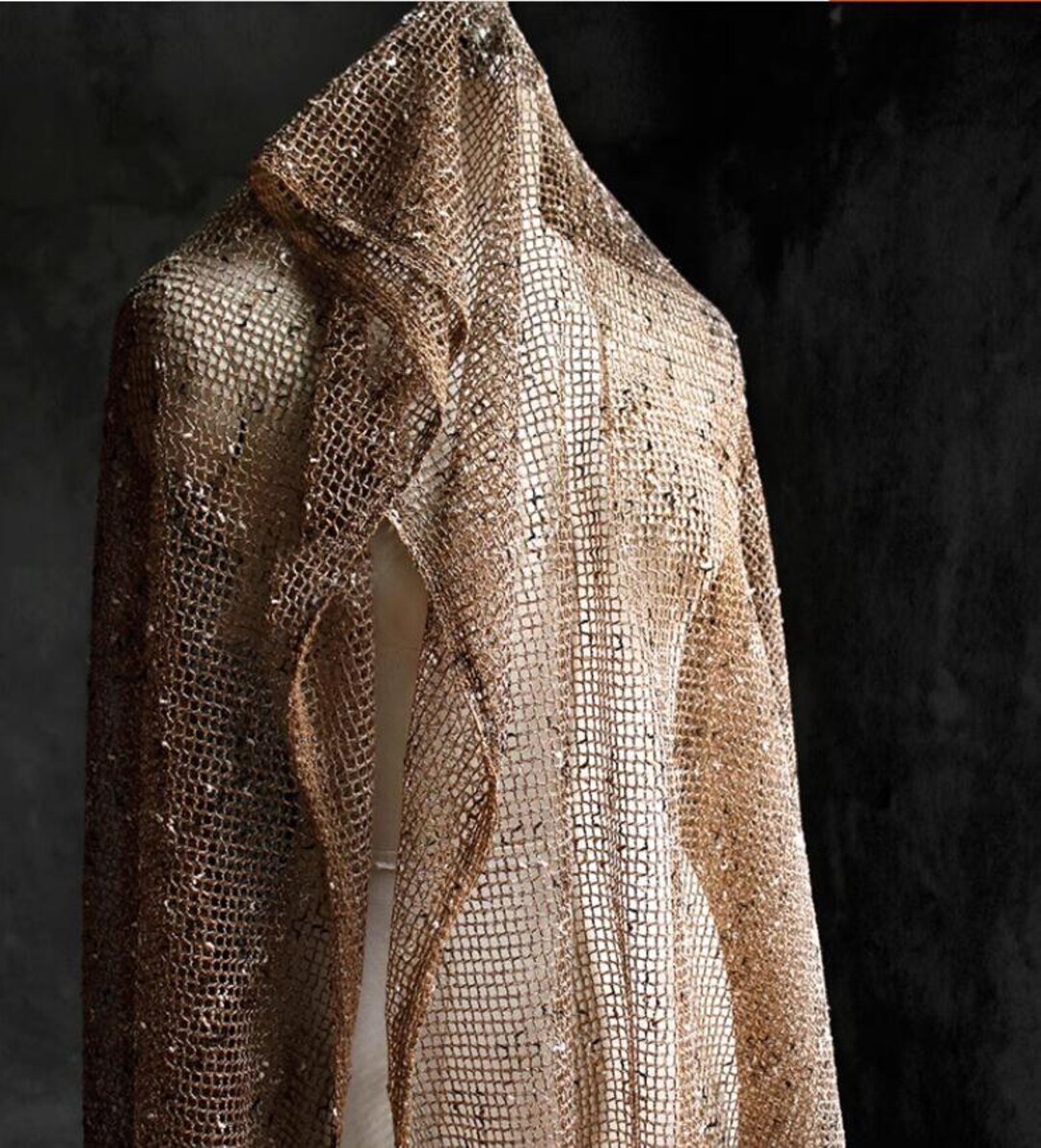 1.45 Meters Wide Vintage Brown Knitted Mesh Fabric Hollowed Out Diy ...