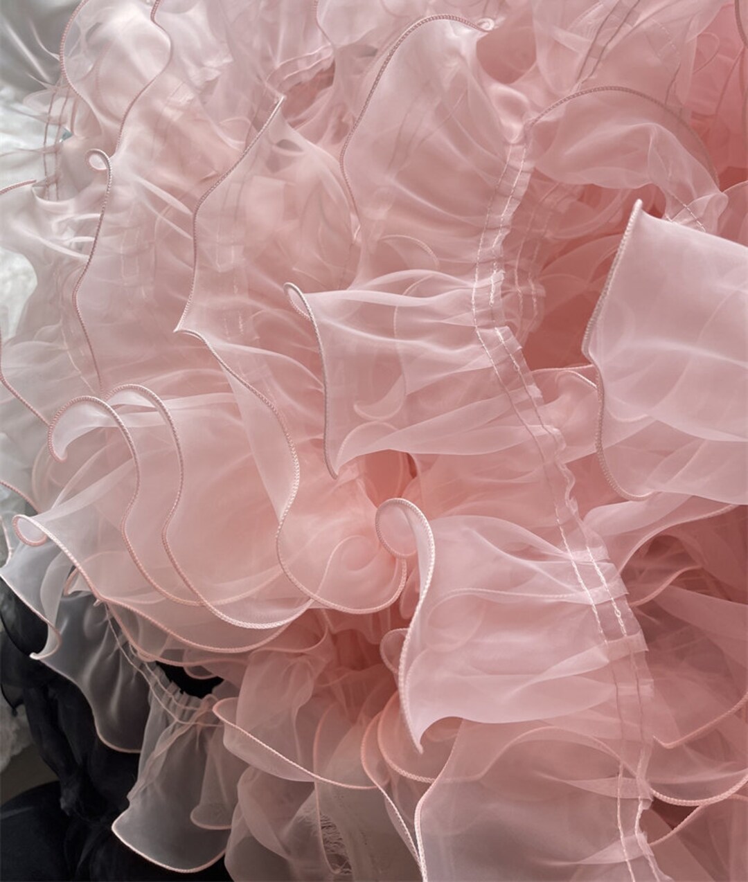 5 Meters 8cm 3.14 Wide Pink Gauze Organza Tulle Ruffle Pleat Fold Wave ...