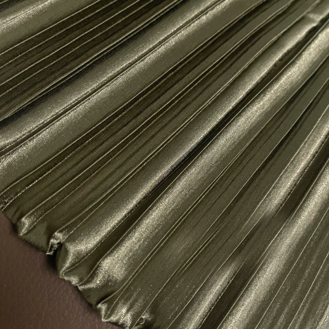 Dark Khaki Glossy Wrinkled Pleated Fabric Handmade Organ Diy Wedding ...