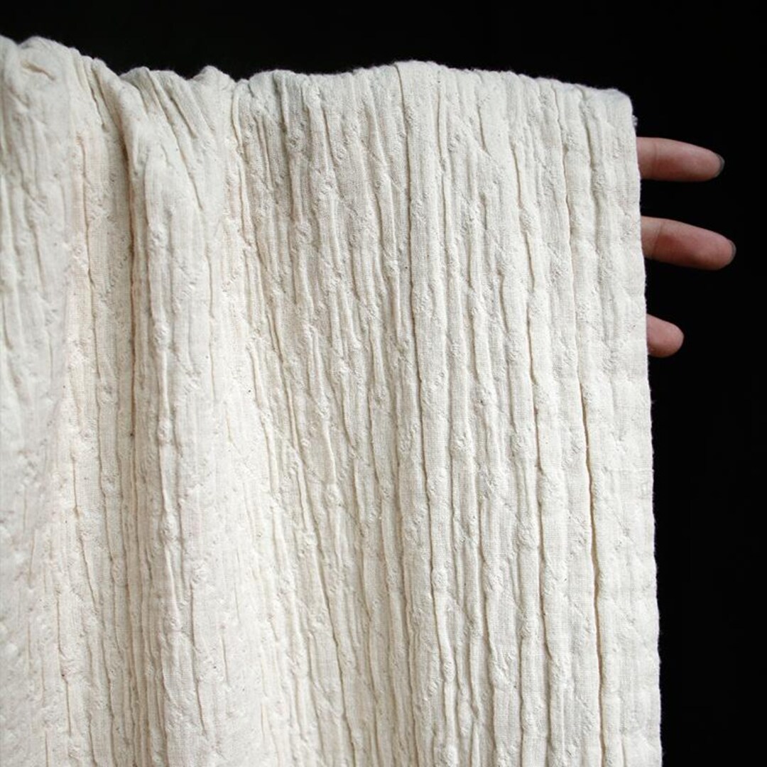1.2 Meters Wide Beige Wrinkled Texture Pure Coarse Cotton Linen Fabric ...