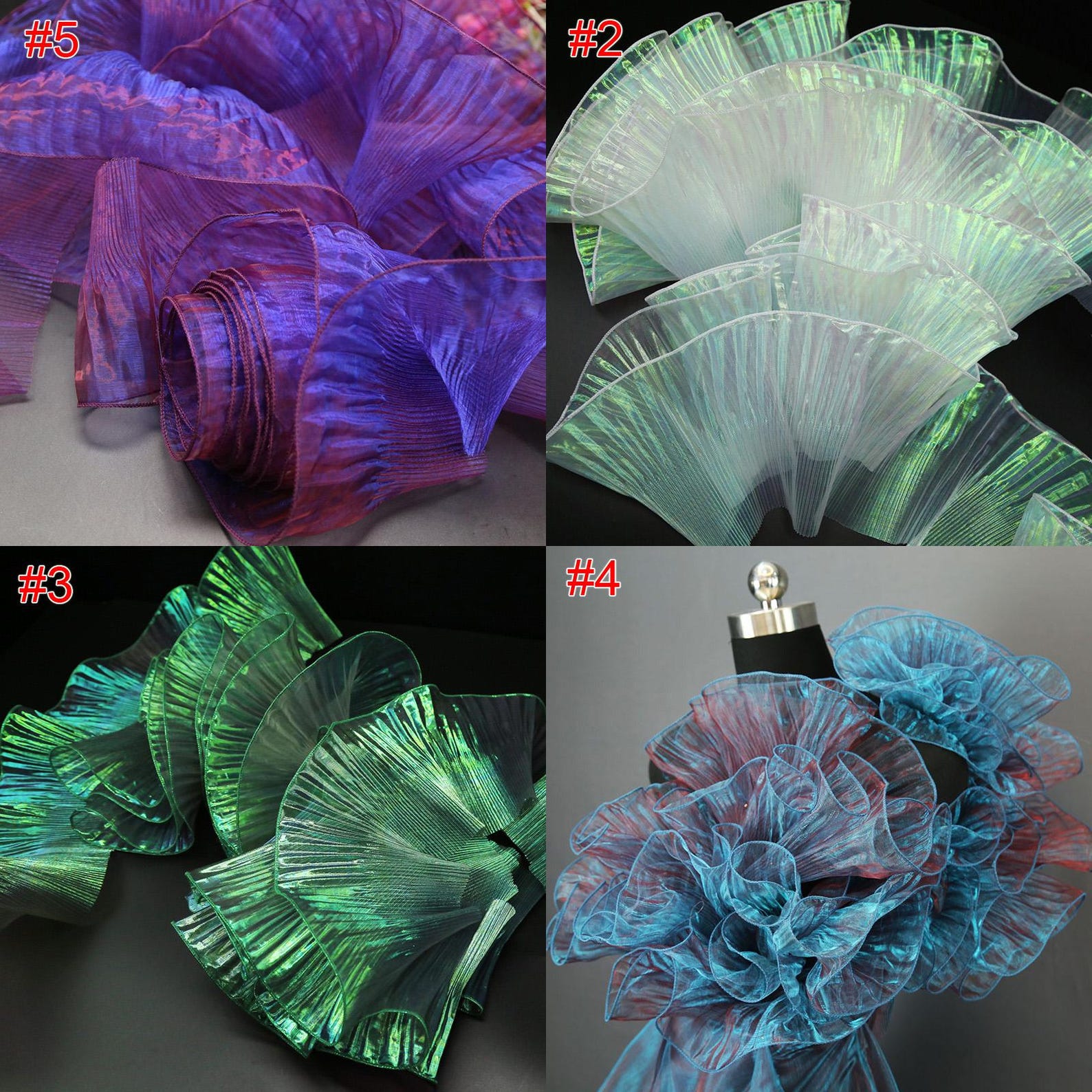 5 Meters 14-15cm Wide Wavy Scallop Ruffle Pleat Wrinkle Tulle Gauze ...