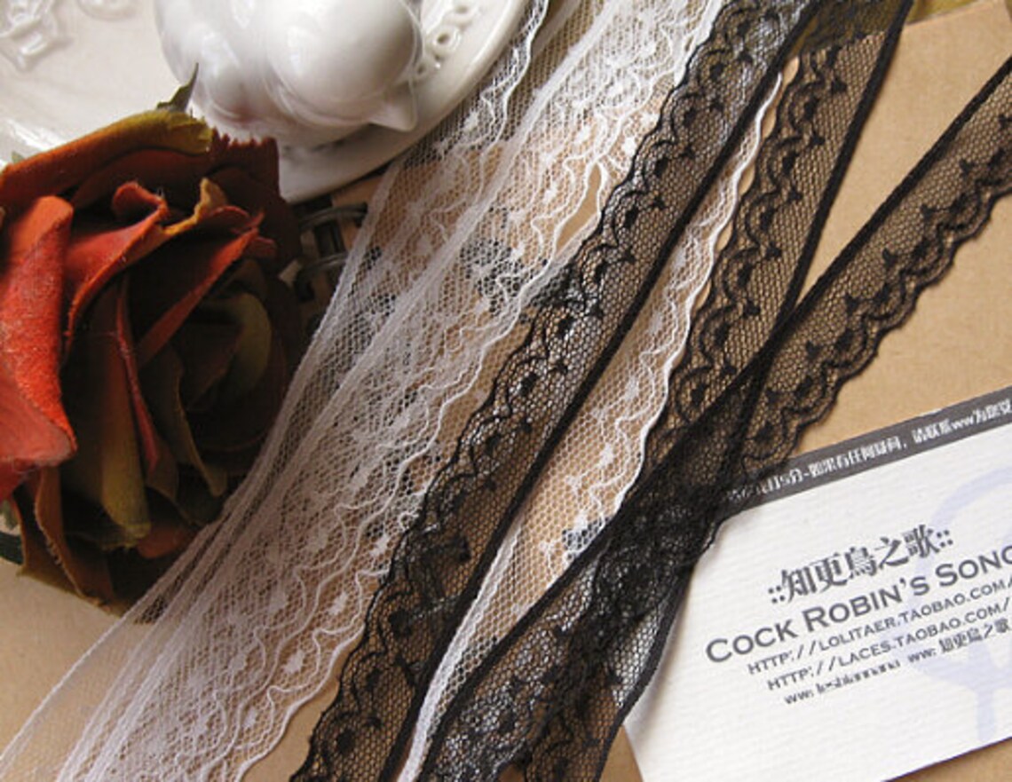 30 Yards 1.6cm 0.62 Wide Black/ivory Mesh Fabric - Etsy