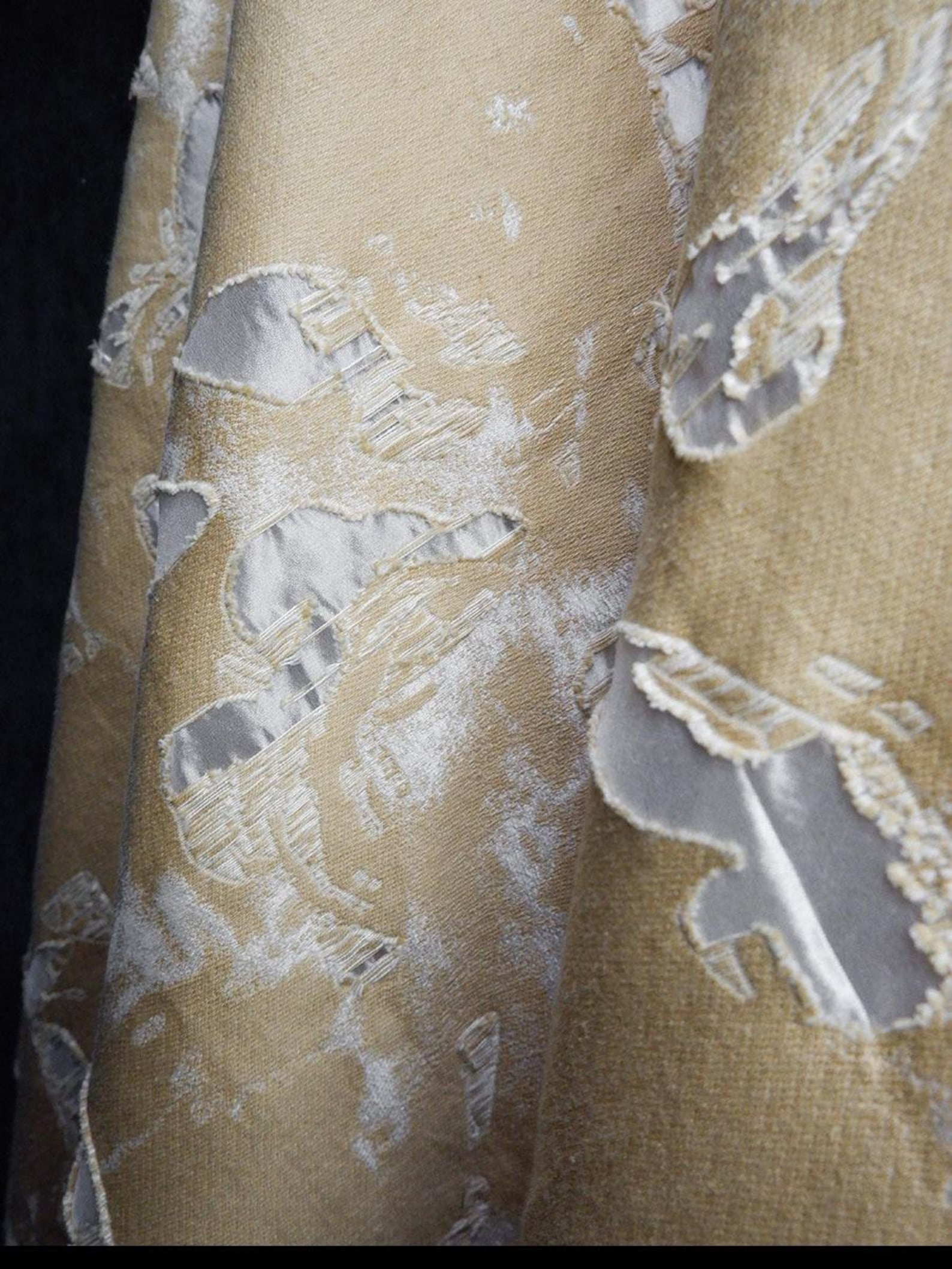 1.4 Meters Wide Khaki Cotton Blended Slightly Transparent Tattered Yarn ...