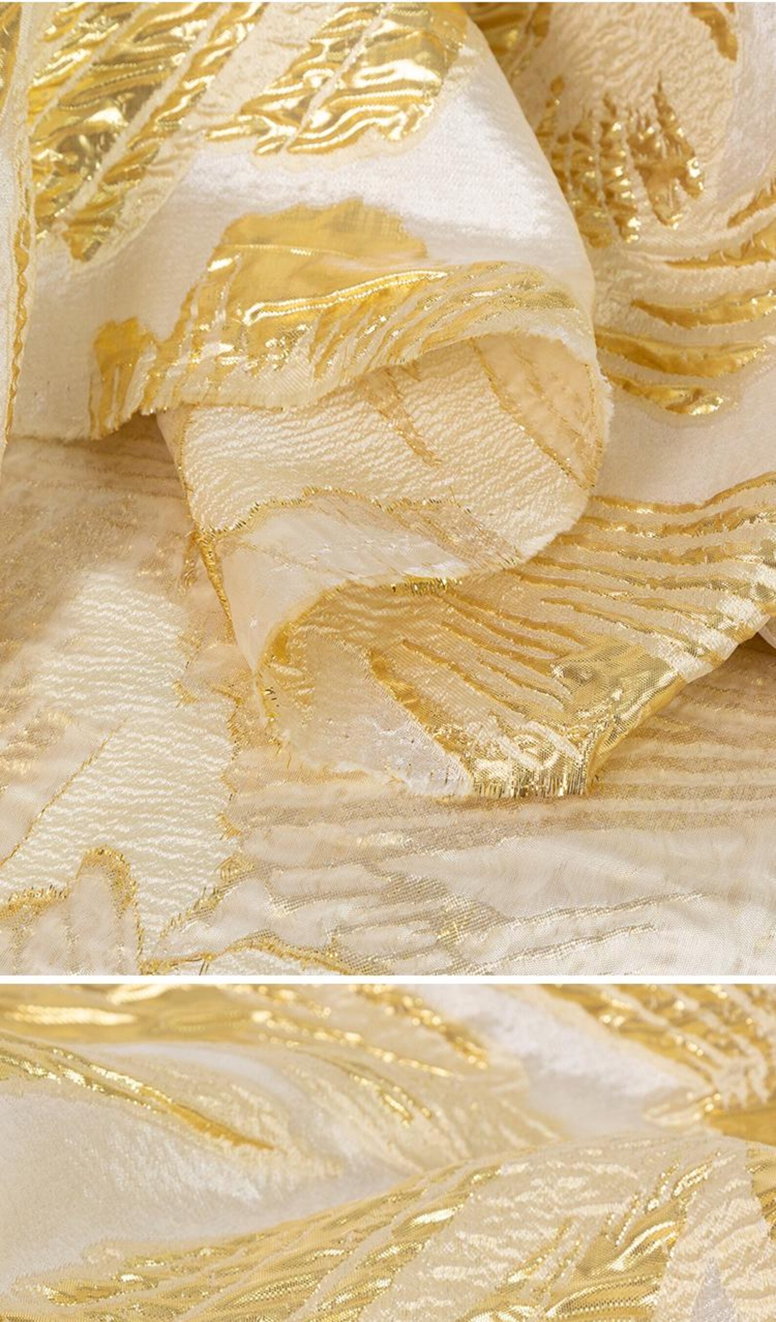 1.32 Meters Wide Thin Gold Wire Jacquard Fabric Relief Texture Gilded ...