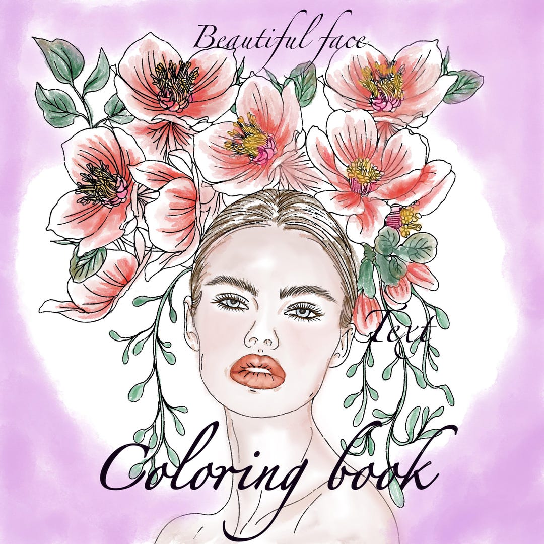 Coloring Book Face Woman Digital Download - Etsy