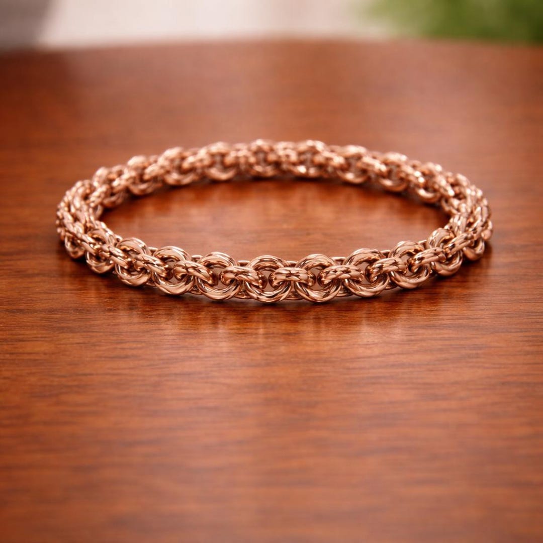 Handmade Copper Braided Chain Bracelet, Rustic Minimalist Boho Jewelry ...
