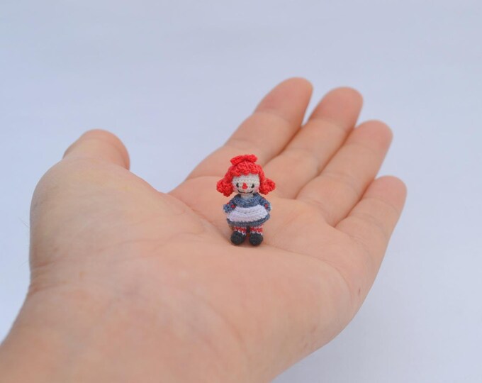 2.5 Cm. Tiny Raggedy Ann Crochet Doll - Dollhouse Miniature - OOAK Doll ...