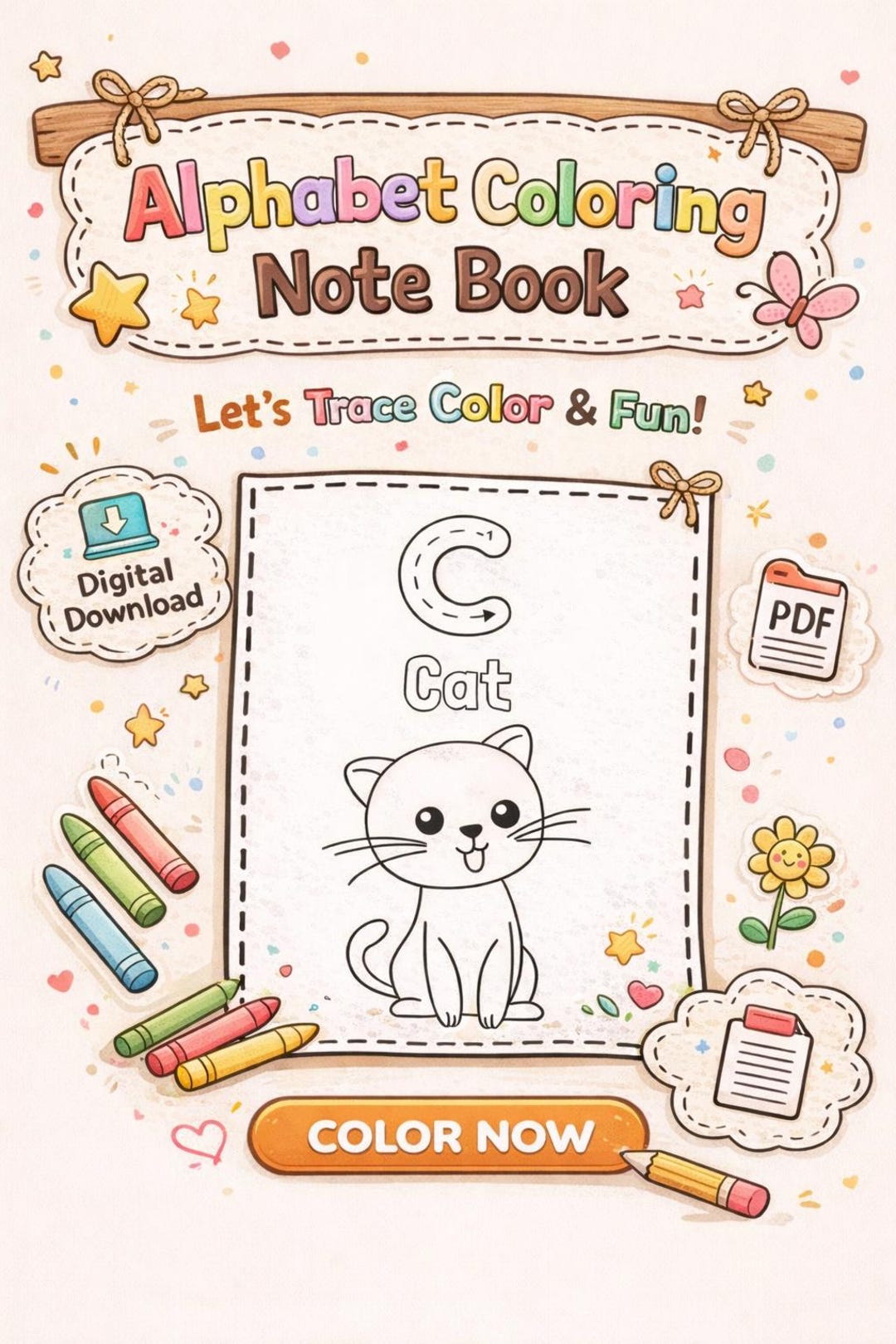 Alphabet Coloring Pages – A to Z Letter Tracing (printable PDF Digital ...