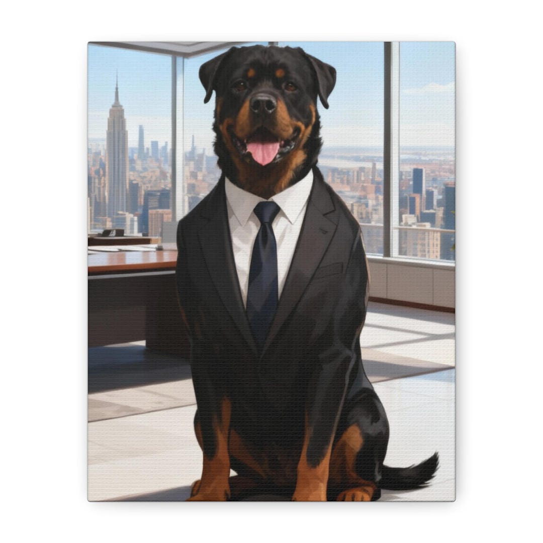 Business Man Dog Portrait, Custom Dog Portrait Canvas, Stellar Pet ...