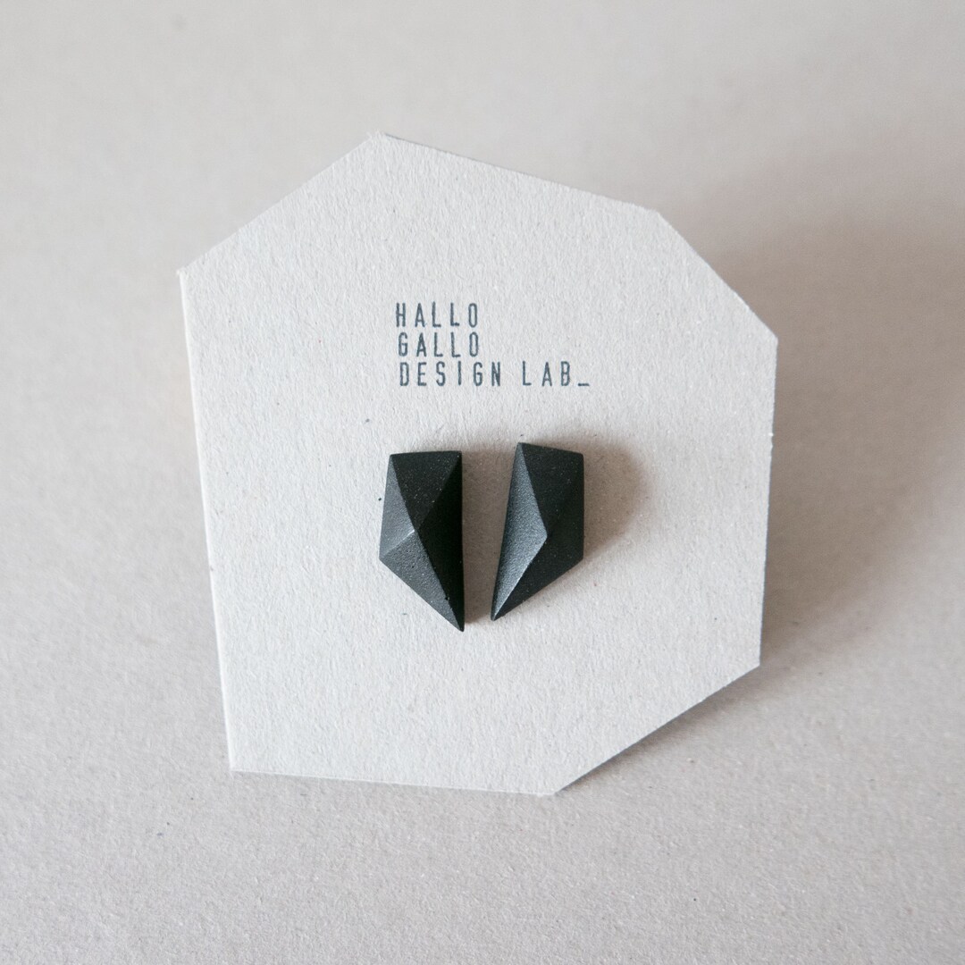Black Polygon Pyramid Triangle Geometric Minimalist Earrings Unisex ...