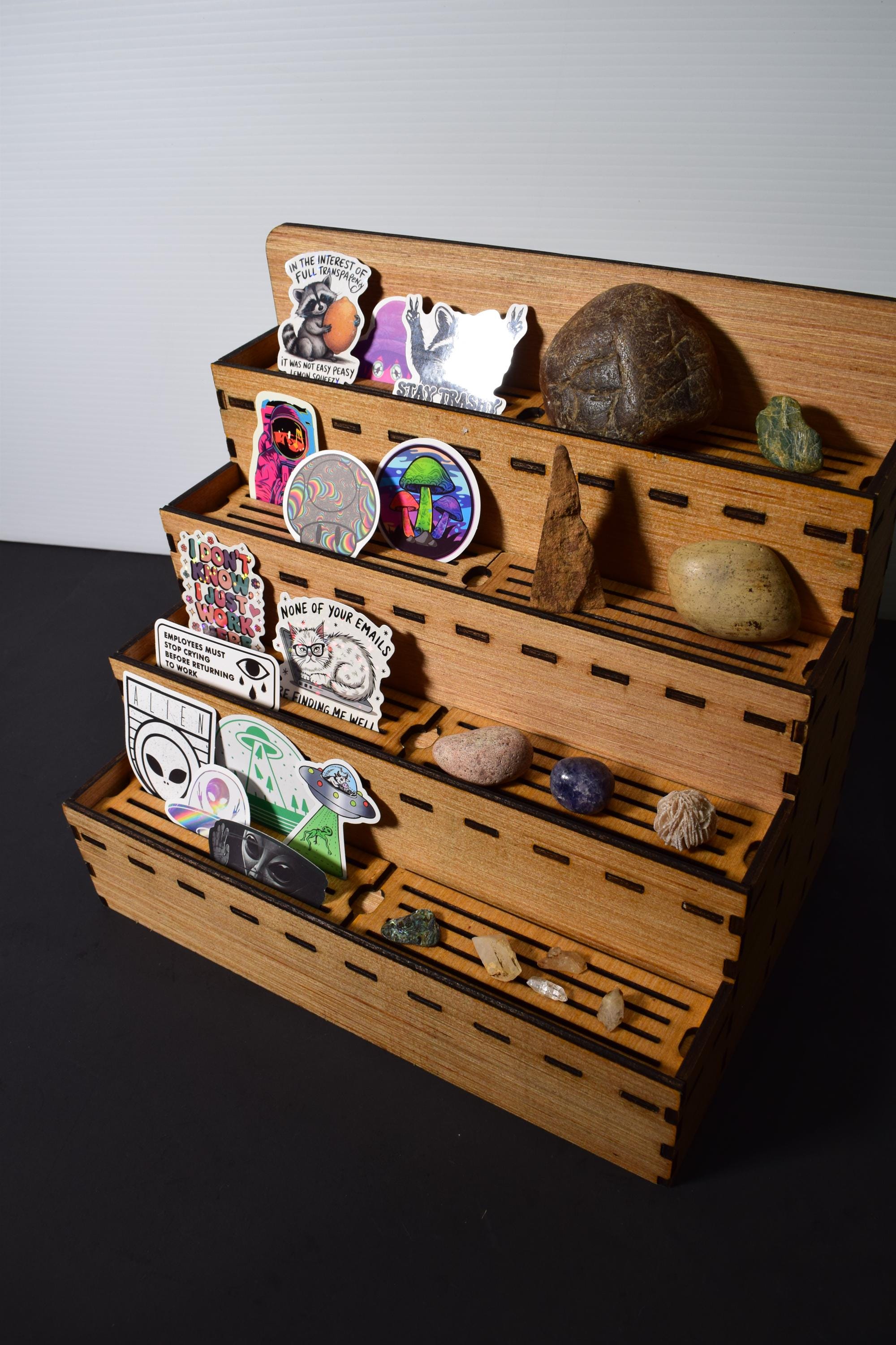 Sticker Display Stand Laser Cut File | Plywood Retail Organizer (SVG ...