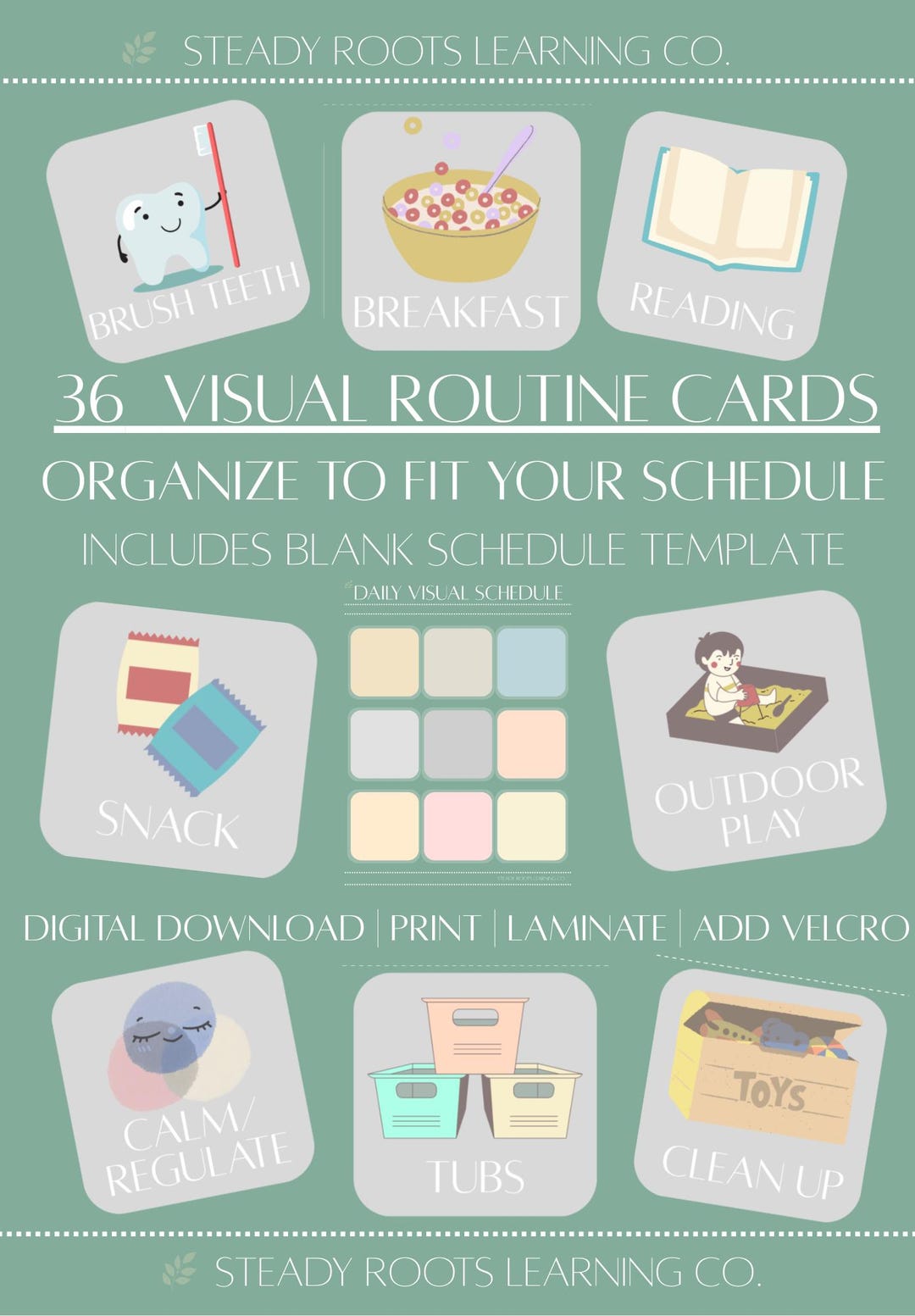 Daily Visual Schedule for Kids | Calm Routine Cards for Emotional ...