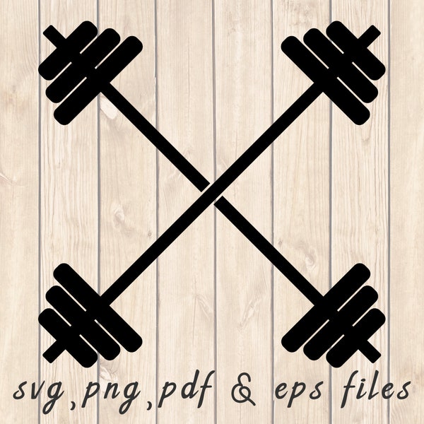 Cross With Barbells Svg - Etsy