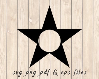 Star SVG, Split Star Name Frame, Star Clipart, Vector Star Cut File for ...