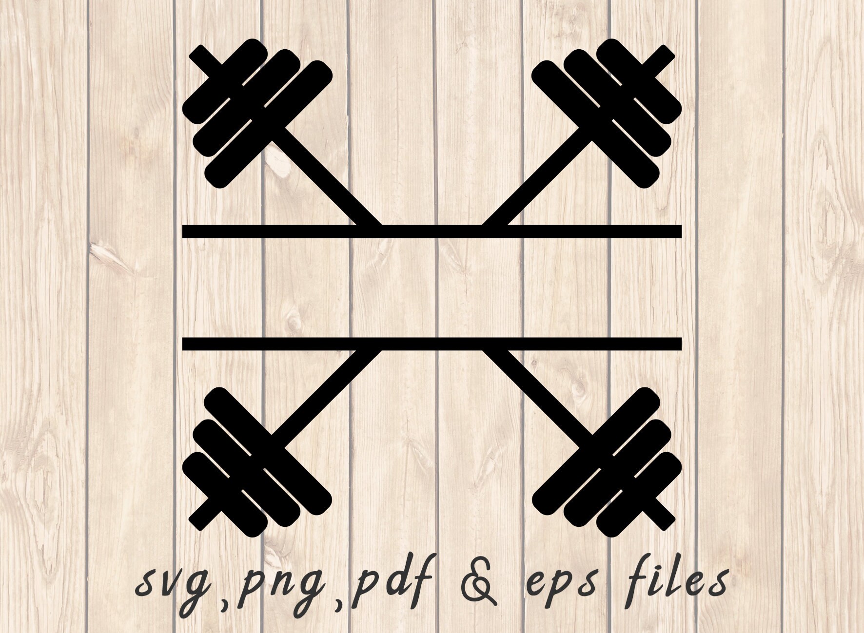Crossed Barbells Name Frame SVG PNG PDF Craft Cutting File - Etsy