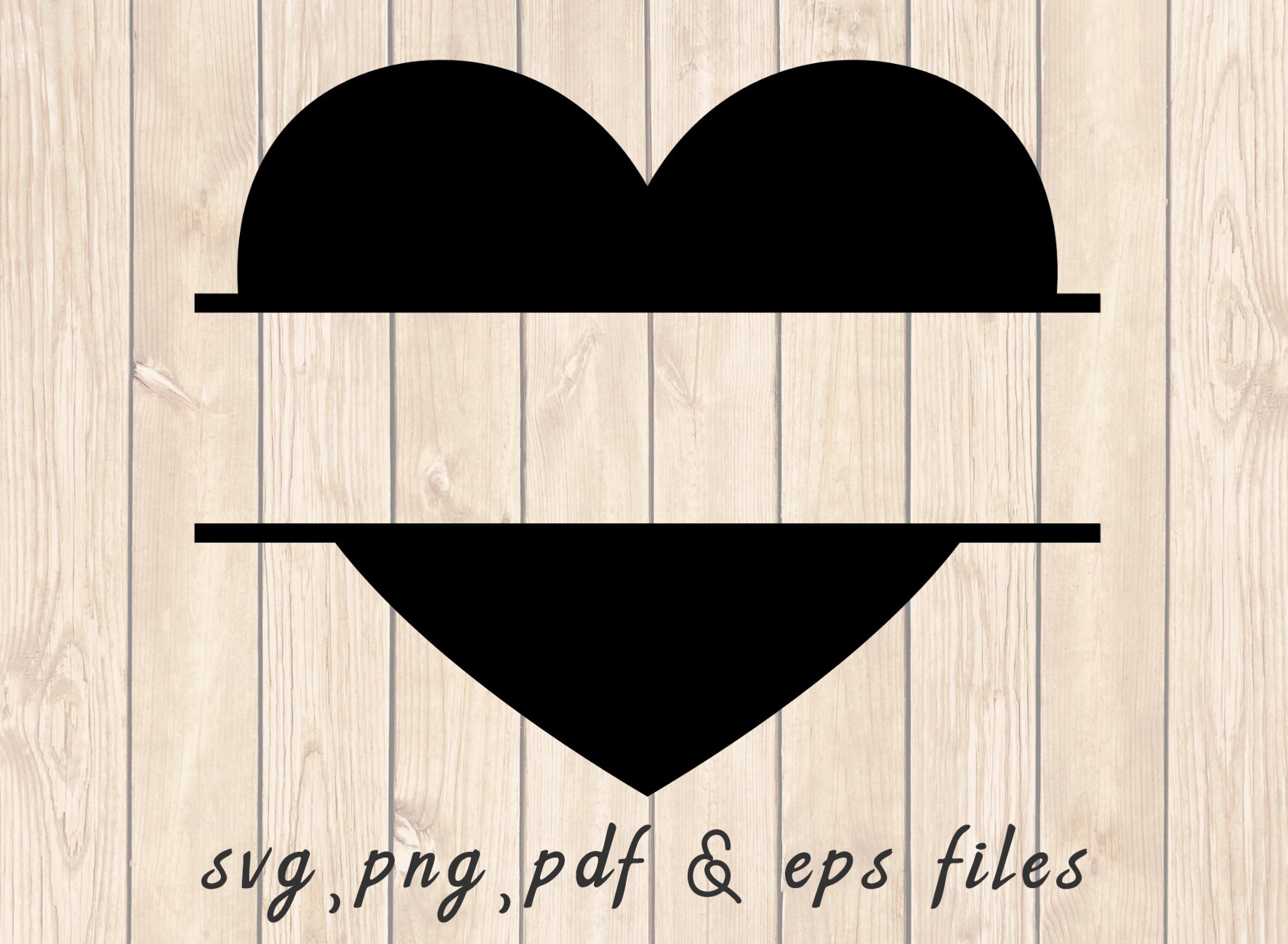 Split Heart Monogram Frame SVG PNG PDF Craft Cutting File - Etsy