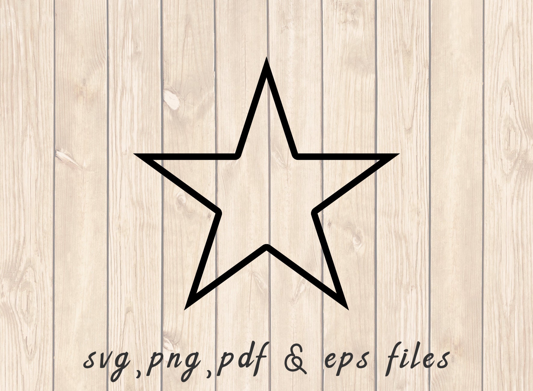 Star Outline SVG PNG PDF Craft Cutting File - Etsy