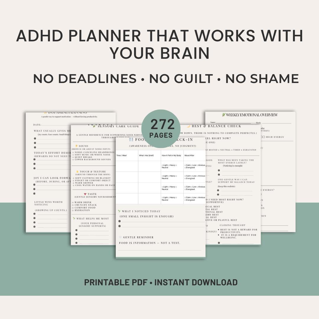 ADHD Planner Printable PDF | 272-pages for Adults With ADHD | Daily ...