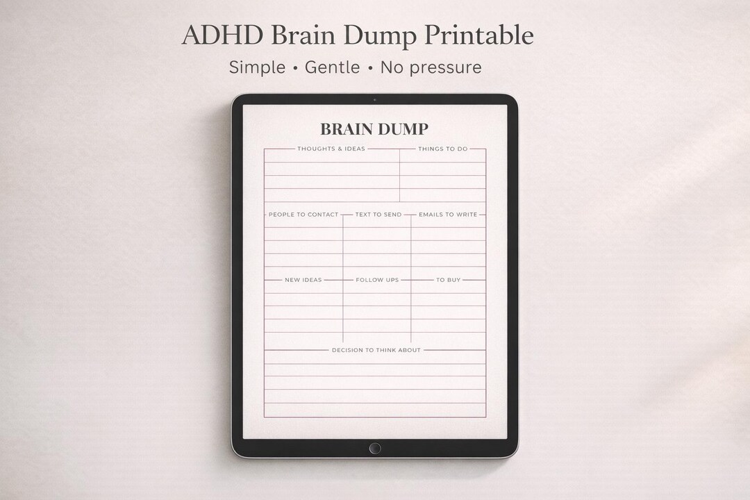 ADHD Brain Dump Printable | Anxiety Relief, Mental Clutter (PDF) - Etsy