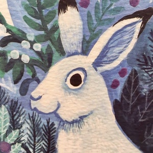 Winter Mountain Hare A5 Art Print - White Rabbit Illustration - Etsy